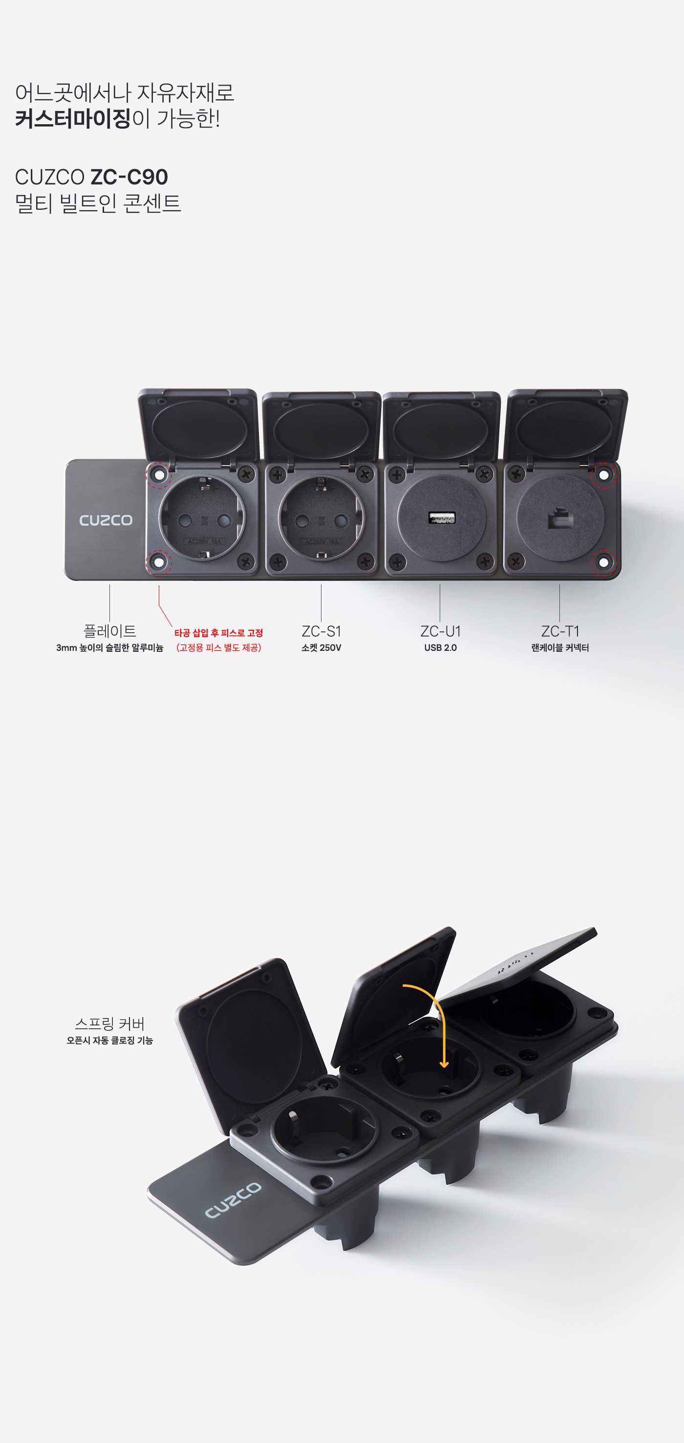 [2 3 4구 빌트인콘센트 Usb 멀티탭 매립콘센트 Zc C90 [쿠스코] ]